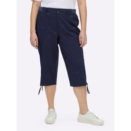 sheego Gro&szlig;e Gr&ouml;&szlig;en Caprihose mit weitenverstellbarem Saum, marine, Gr&ouml;&szlig;e 44 - Damen