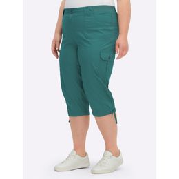 sheego Gro&szlig;e Gr&ouml;&szlig;en Caprihose mit weitenverstellbarem Saum, petrol, Gr&ouml;&szlig;e 25 - Damen