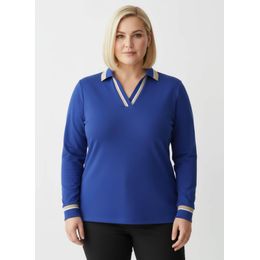 sheego Gro&szlig;e Gr&ouml;&szlig;en Poloshirt mit Kontrast-Akzenten, royalblau-sand-gemustert, Gr&ouml;&szlig;e 44 - Damen