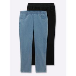 sheego Gro&szlig;e Gr&ouml;&szlig;en Jeans in Stretch-Qualit&auml;t, blue-bleached + black denim, Gr&ouml;&szlig;e 52 - Damen