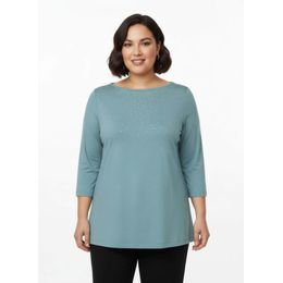 sheego Gro&szlig;e Gr&ouml;&szlig;en 3/4-Arm-Shirt mit Glitzersteinchen, ozean, Gr&ouml;&szlig;e 46 - Damen
