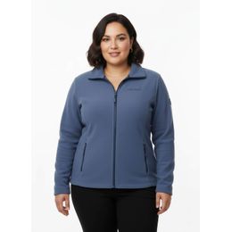 sheego Gro&szlig;e Gr&ouml;&szlig;en Fleecejacke mit Stickerei, jeansblau, Gr&ouml;&szlig;e 50 - Damen