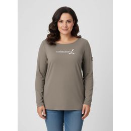 sheego Gro&szlig;e Gr&ouml;&szlig;en Langarmshirt mit Schriftzug, taupe, Gr&ouml;&szlig;e 46 - Damen