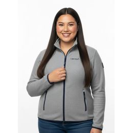 sheego Gro&szlig;e Gr&ouml;&szlig;en Fleecejacke mit Stickerei, grau-meliert, Gr&ouml;&szlig;e 50 - Damen
