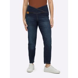 sheego Gro&szlig;e Gr&ouml;&szlig;en Stretch-Jeans mit &uuml;berlappendem Bund, blue-stone-washed, Gr&ouml;&szlig;e 23 - Damen