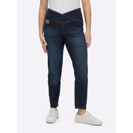 sheego Gro&szlig;e Gr&ouml;&szlig;en Stretch-Jeans mit &uuml;berlappendem Bund, dark blue, Gr&ouml;&szlig;e 245 - Damen