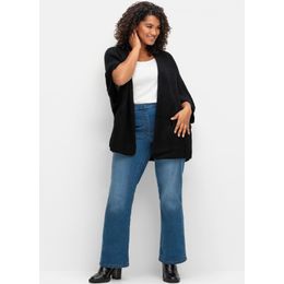 sheego Gro&szlig;e Gr&ouml;&szlig;en Strickjacke in Oversize-Form, schwarz, Gr&ouml;&szlig;e 44-48 - Damen