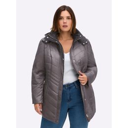 sheego Gro&szlig;e Gr&ouml;&szlig;en Steppjacke mit Kontrastfutter, taupe-schwarz, Gr&ouml;&szlig;e 46 - Damen