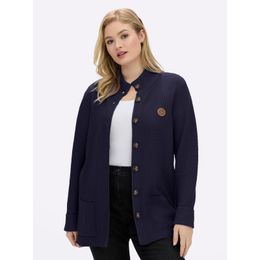 sheego Gro&szlig;e Gr&ouml;&szlig;en Longstrickjacke mit Stehkragen, marine, Gr&ouml;&szlig;e 46 - Damen