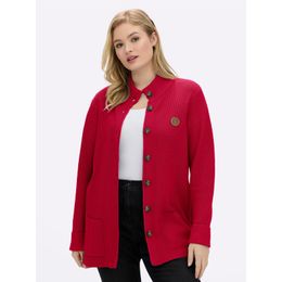 sheego Gro&szlig;e Gr&ouml;&szlig;en Longstrickjacke mit Stehkragen, rot, Gr&ouml;&szlig;e 48 - Damen