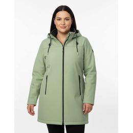 sheego Gro&szlig;e Gr&ouml;&szlig;en Softshelljacke mit reflektierenden Streifen, eucalyptus, Gr&ouml;&szlig;e 52 - Damen
