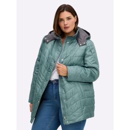 sheego Gro&szlig;e Gr&ouml;&szlig;en Steppjacke mit Kontrastfutter, jade-grau, Gr&ouml;&szlig;e 46 - Damen