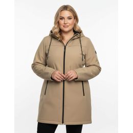 sheego Gro&szlig;e Gr&ouml;&szlig;en Softshelljacke mit reflektierenden Streifen, camel, Gr&ouml;&szlig;e 48 - Damen
