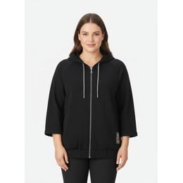 sheego Gro&szlig;e Gr&ouml;&szlig;en Shirtjacke mit Kapuze, schwarz, Gr&ouml;&szlig;e 46 - Damen