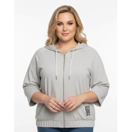 sheego Gro&szlig;e Gr&ouml;&szlig;en Shirtjacke mit Kapuze, hellgrau, Gr&ouml;&szlig;e 44 - Damen