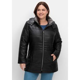 sheego Gro&szlig;e Gr&ouml;&szlig;en Longjacke mit 2-Wege-Rei&szlig;verschluss, schwarz, Gr&ouml;&szlig;e 54 - Damen
