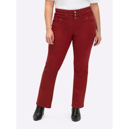 sheego Gro&szlig;e Gr&ouml;&szlig;en 5-Pocket-Jeans mit dezent ausgestelltem Bein, dunkelrot, Gr&ouml;&szlig;e 54 - Damen
