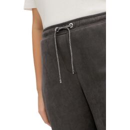 sheego Gro&szlig;e Gr&ouml;&szlig;en Jogg Pants in Veloursleder-Optik, mit Galonstreifen, graphit, Gr&ouml;&szlig;e 50 - Damen