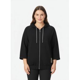 sheego Gro&szlig;e Gr&ouml;&szlig;en Shirtjacke mit Kapuze, schwarz, Gr&ouml;&szlig;e 48 - Damen