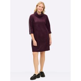 sheego Gro&szlig;e Gr&ouml;&szlig;en A-Linien-Kleid in Veloursleder-Optik, burgund, Gr&ouml;&szlig;e 44 - Damen