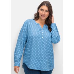 sheego Gro&szlig;e Gr&ouml;&szlig;en Schlupf-Bluse mit Minimal-Muster, mittelblau-wei&szlig;-bedruckt, Gr&ouml;&szlig;e 46 - Damen