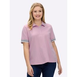sheego Gro&szlig;e Gr&ouml;&szlig;en Poloshirt in Pikee-Qualit&auml;t, ros&eacute;, Gr&ouml;&szlig;e 48 - Damen