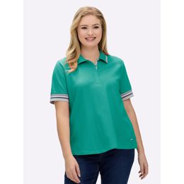 sheego Gro&szlig;e Gr&ouml;&szlig;en Poloshirt in Pikee-Qualit&auml;t, smaragd, Gr&ouml;&szlig;e 48 - Damen