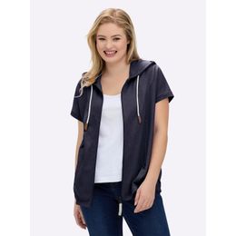 sheego Gro&szlig;e Gr&ouml;&szlig;en Sweatjacke mit Nahttaschen, marine, Gr&ouml;&szlig;e 52 - Damen