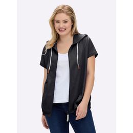 sheego Gro&szlig;e Gr&ouml;&szlig;en Sweatjacke mit Nahttaschen, schwarz, Gr&ouml;&szlig;e 50 - Damen