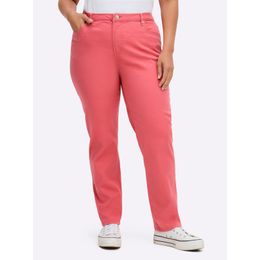 sheego Gro&szlig;e Gr&ouml;&szlig;en 5-Pocket-Jeans mit bestickten Ges&auml;&szlig;taschen, korallenrot, Gr&ouml;&szlig;e 25 - Damen