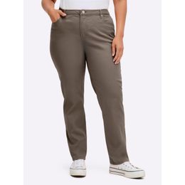 sheego Gro&szlig;e Gr&ouml;&szlig;en 5-Pocket-Jeans mit bestickten Ges&auml;&szlig;taschen, taupe, Gr&ouml;&szlig;e 48 - Damen