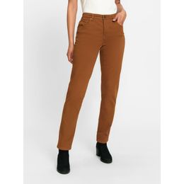 sheego Gro&szlig;e Gr&ouml;&szlig;en 5-Pocket-Jeans mit bestickten Ges&auml;&szlig;taschen, cognac, Gr&ouml;&szlig;e 195 - Damen