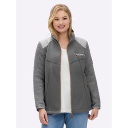 sheego Gro&szlig;e Gr&ouml;&szlig;en Fleecejacke im Mix aus Fleece und Strick, grau-meliert, Gr&ouml;&szlig;e 54 - Damen