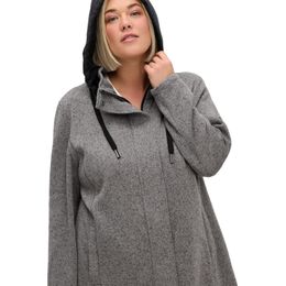sheego Gro&szlig;e Gr&ouml;&szlig;en Strickfleecejacke mit Kapuze, anthrazit-meliert, Gr&ouml;&szlig;e 46 - Damen