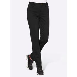 sheego Gro&szlig;e Gr&ouml;&szlig;en 5-Pocket-Jeans mit bestickten Ges&auml;&szlig;taschen, schwarz, Gr&ouml;&szlig;e 25 - Damen