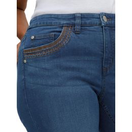 sheego Gro&szlig;e Gr&ouml;&szlig;en Bootcut-Jeans mit Fransensaum, blue-stone-washed, Gr&ouml;&szlig;e 58 - Damen