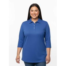 sheego Gro&szlig;e Gr&ouml;&szlig;en Longshirt mit kurzer Knopfleiste, royalblau, Gr&ouml;&szlig;e 52 - Damen