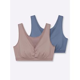 wäschepur sheego Große Größen Bustier mit doppeltem Softbund, jeansblau + mauve, Größe 38 - Damen