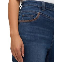 sheego Gro&szlig;e Gr&ouml;&szlig;en 7/8-Jeans mit High-Waist-Bund und Fransensaum, blue-stone-washed, Gr&ouml;&szlig;e 52 - Damen