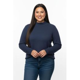 sheego Gro&szlig;e Gr&ouml;&szlig;en Stehkragenpullover mit Baumwolle, royalblau, Gr&ouml;&szlig;e 52 - Damen