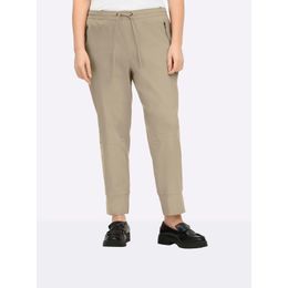 sheego Große Größen Jogg Pants mit Passformsattel hinten, sand, Größe 25 - Damen