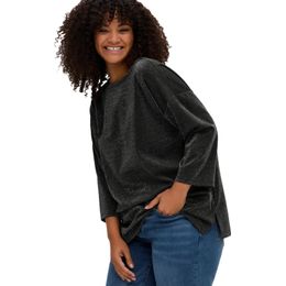sheego Gro&szlig;e Gr&ouml;&szlig;en Sweatshirt aus Glitzergarn, schwarz, Gr&ouml;&szlig;e 56/58 - Damen