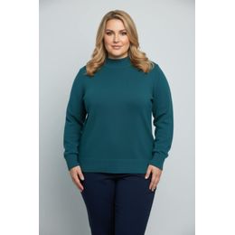 sheego Gro&szlig;e Gr&ouml;&szlig;en Stehkragenpullover mit Baumwolle, petrol, Gr&ouml;&szlig;e 54 - Damen