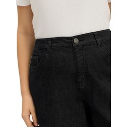 sheego Gro&szlig;e Gr&ouml;&szlig;en Jeans mit weitem Bein und Galonstreifen, black denim, Gr&ouml;&szlig;e 54 - Damen