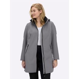 sheego Gro&szlig;e Gr&ouml;&szlig;en Softshelljacke mit Gummizug im R&uuml;cken, grau, Gr&ouml;&szlig;e 26 - Damen