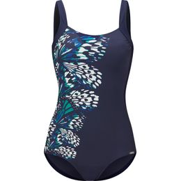 feel good sheego Gro&szlig;e Gr&ouml;&szlig;en Badeanzug mit rundem R&uuml;ckenausschnitt, marine-royalblau, Gr&ouml;&szlig;e 52C - Damen