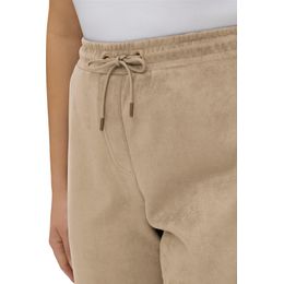 sheego Gro&szlig;e Gr&ouml;&szlig;en Schlupfhose in Velourslederoptik, beige, Gr&ouml;&szlig;e 50 - Damen