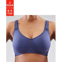 sheego Gro&szlig;e Gr&ouml;&szlig;en T-Shirt-BH, marine+wei&szlig;, Gr&ouml;&szlig;e 105E - Damen