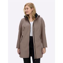 sheego Gro&szlig;e Gr&ouml;&szlig;en Softshelljacke mit Gummizug im R&uuml;cken, taupe, Gr&ouml;&szlig;e 24 - Damen