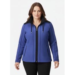 sheego Gro&szlig;e Gr&ouml;&szlig;en Fleecejacke mit Kontraststreifen, blau-schwarz, Gr&ouml;&szlig;e 54 - Damen